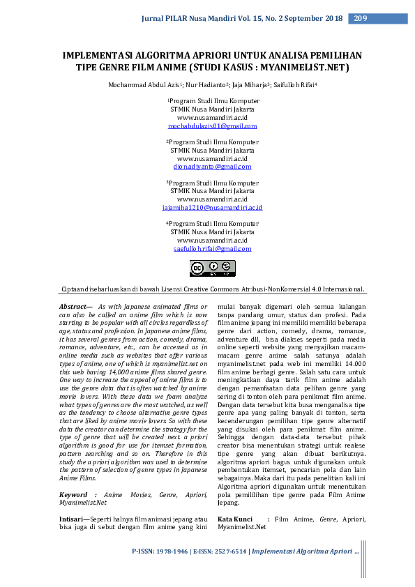 (PDF) Implementasi Algoritma Apriori Untuk Analisa Pemilihan Tipe Genre ...