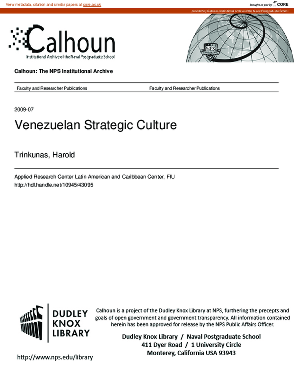 (PDF) Venezuelan Strategic Culture