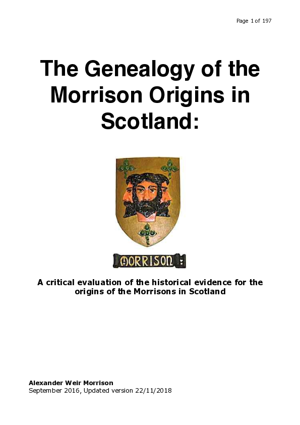 (PDF) The Genealogy of the Morrison Origins in Scotland