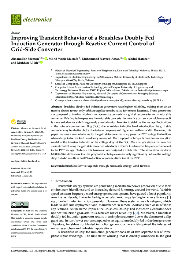 Pdf Improving Transient Behavior Of A Brushless Doubly Fed Induction Generator Through