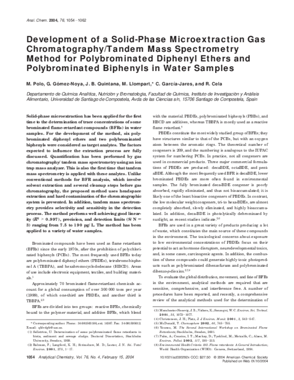 (PDF) Development of a solid-phase microextraction gas chromatography with microelectron-capture ...