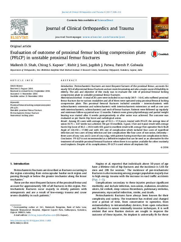 (PDF) Evaluation of outcome of proximal femur locking compression plate (PFLCP) in unstable ...