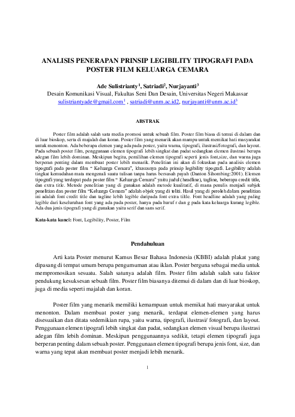 (PDF) ANALISIS PENERAPAN PRINSIP LEGIBILITY TIPOGRAFI PADA POSTER FILM ...