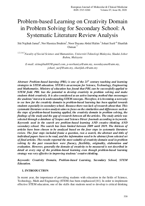 (PDF) P roblem based Learning on Creativity Domain in Problem Solving ...