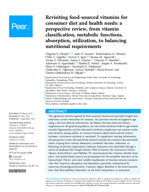 (PDF) Revisiting food-sourced vitamins for consumer diet and health needs: a perspective review ...