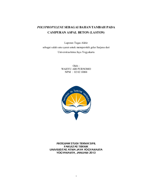 (PDF) Polypropylene Sebagai Bahan Tambah Pada Campuran Aspal Beton (Laston)