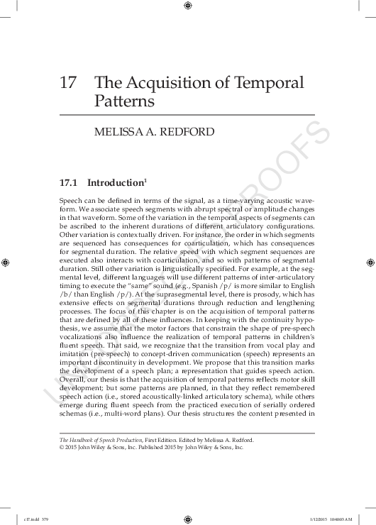 (PDF) The Acquisition of Temporal Patterns