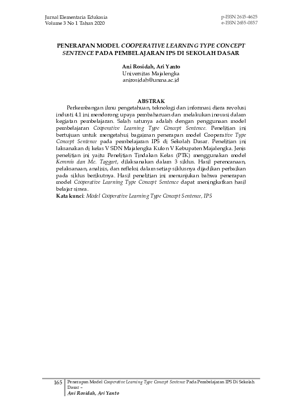 (PDF) Penerapan Model Cooperative Learning Type Concept Sentence Pada ...