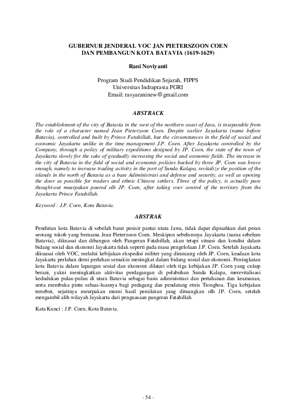 (PDF) Gubernur Jenderal VOC Jan Pieterszoon Coen dan Pembangun Kota ...