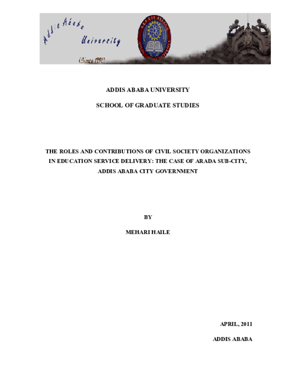 (PDF) The Roles And Contributions of Civil Society Organizations in ...