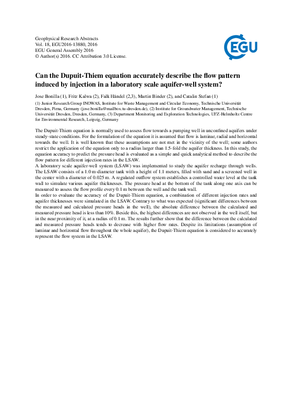 (PDF) Can the Dupuit-Thiem equation accurately describe the flow ...