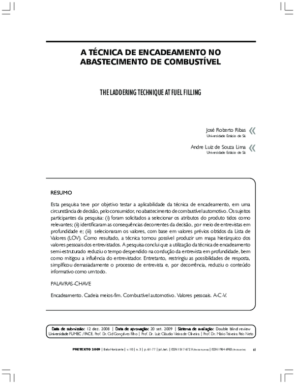 (PDF) A Técnica De Encadeamento No Abastecimento De Combustível
