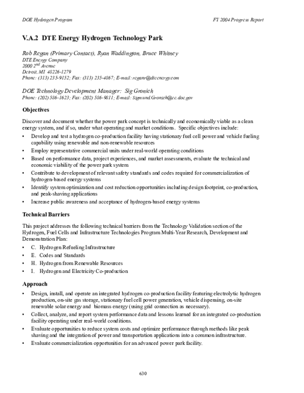 (PDF) V.A.2 DTE Energy Hydrogen Technology Park