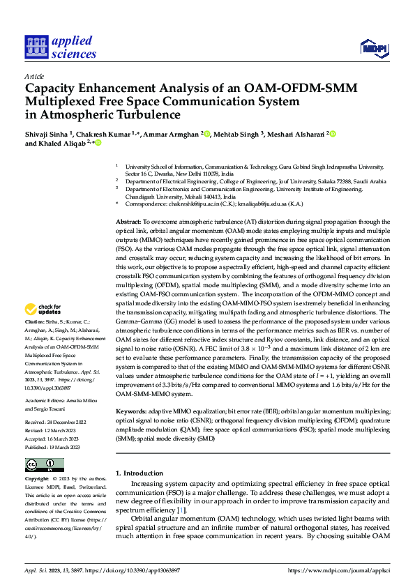 (PDF) Capacity Enhancement Analysis of an OAM-OFDM-SMM Multiplexed Free Space Communication ...