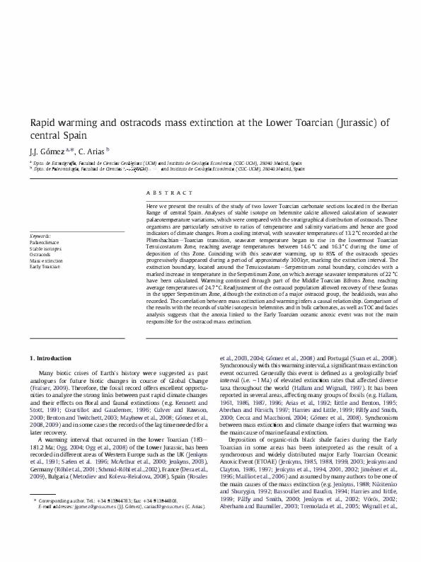 (PDF) Rapid warming and ostracods mass extinction at the Lower Toarcian ...