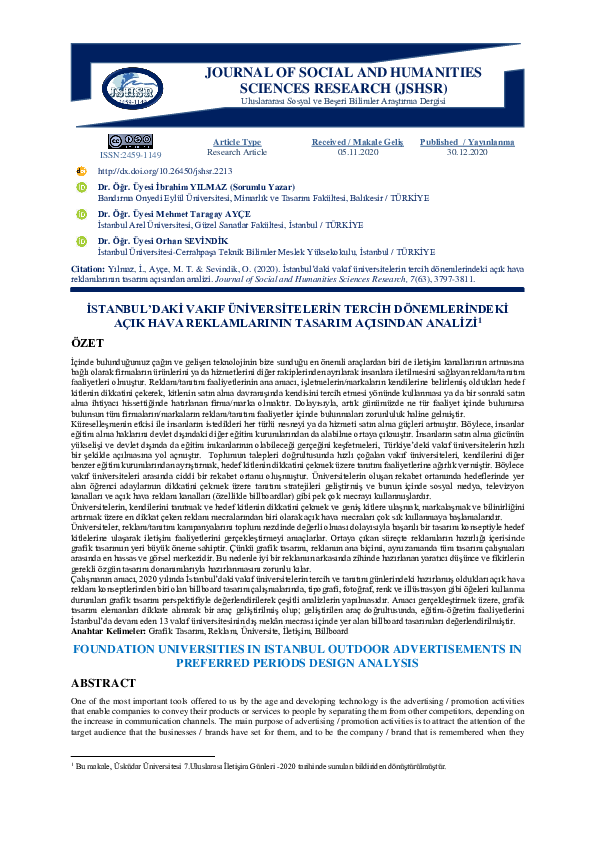 (PDF) İstanbul'daki Vakıf Üniversitelerinin Tercih Dönemlerindeki Açık ...