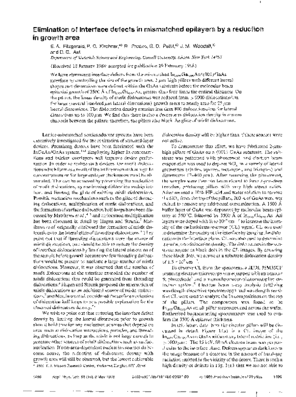 (PDF) Elimination of interface defects in mismatched epilayers by a ...