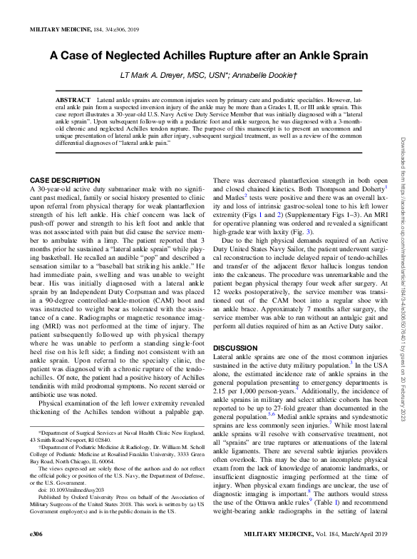 (PDF) A Case of Neglected Achilles Rupture after an Ankle Sprain