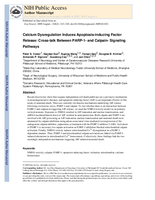 (PDF) Calcium dysregulation induces apoptosis-inducing factor release ...