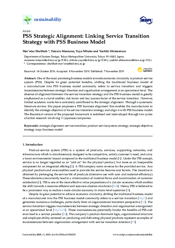 (PDF) PSS Strategic Alignment: Linking Service Transition Strategy with ...