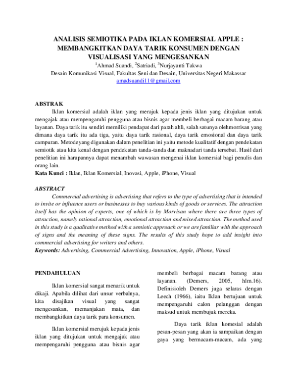 (PDF) ANALISIS SEMIOTIKA PADA IKLAN KOMERSIAL APPLE : MEMBANGKITKAN ...