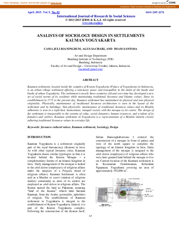(PDF) Analisys of Sociology Design in Settlemens Kauman Yogyakarta