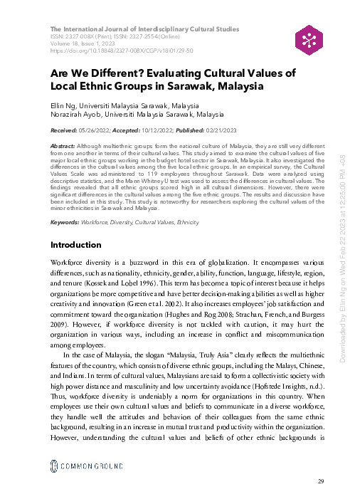 (PDF) Are We Different?: Evaluating Cultural Values of Local Ethnic ...