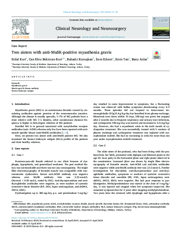 (PDF) Two Sisters with Anti-MuSK-Positive Myasthenia Gravis