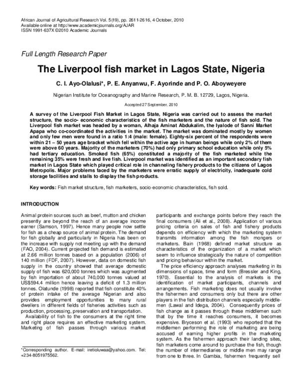 (PDF) The Liverpool fish market in Lagos State, Nigeria