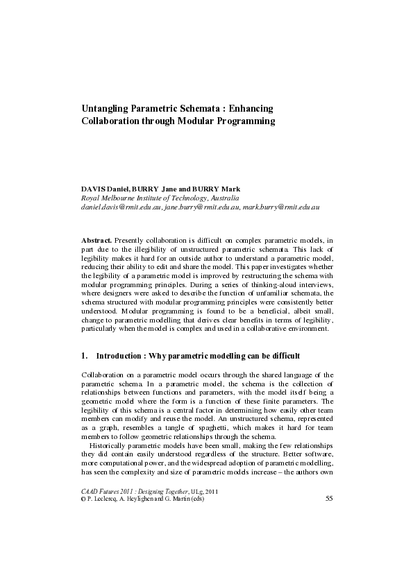 (PDF) Untangling parametric schemata: Enhancing collaboration through modular programming