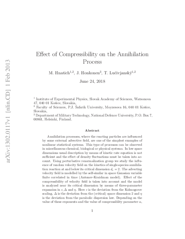 (PDF) Effect of compressibility on the annihilation process