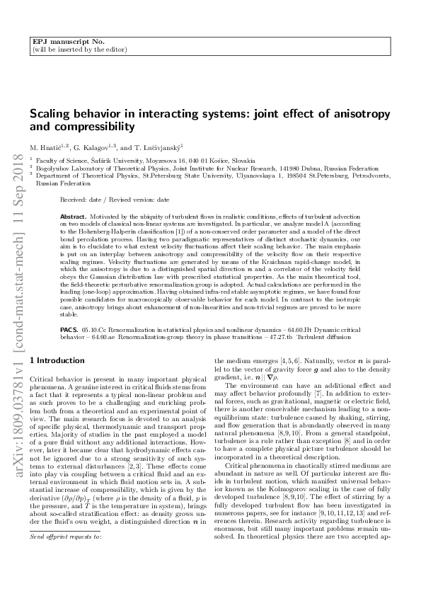 (PDF) Scaling behavior in interacting systems: joint effect of anisotropy and compressibility