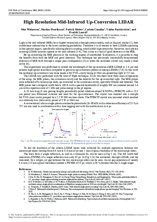(PDF) High Resolution Mid-Infrared Up-Conversion LIDAR