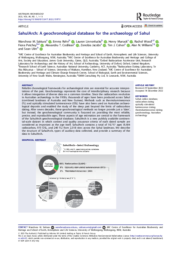 (PDF) SahulArch: A geochronological database for the archaeology of Sahul