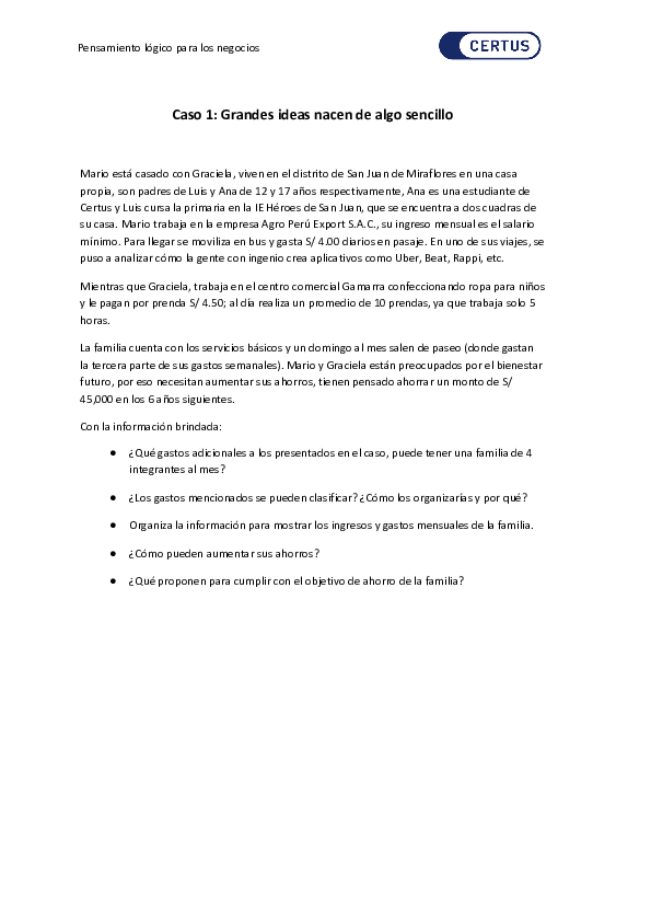 (PDF) Caso 1: Grandes ideas nacen de algo sencillo