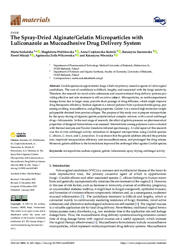 (PDF) The Spray-Dried Alginate/Gelatin Microparticles with Luliconazole ...