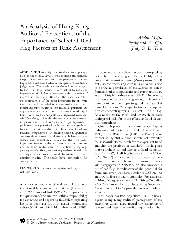 (PDF) An Analysis of Hong Kong Auditors' Perceptions of the Importance ...