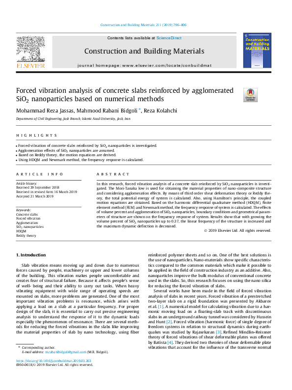 (PDF) Forced vibration analysis of concrete slabs reinforced by agglomerated SiO2 nanoparticles ...