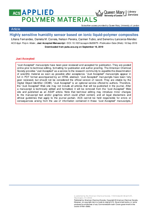 (PDF) Highly Sensitive Humidity Sensor Based on Ionic Liquid–Polymer ...