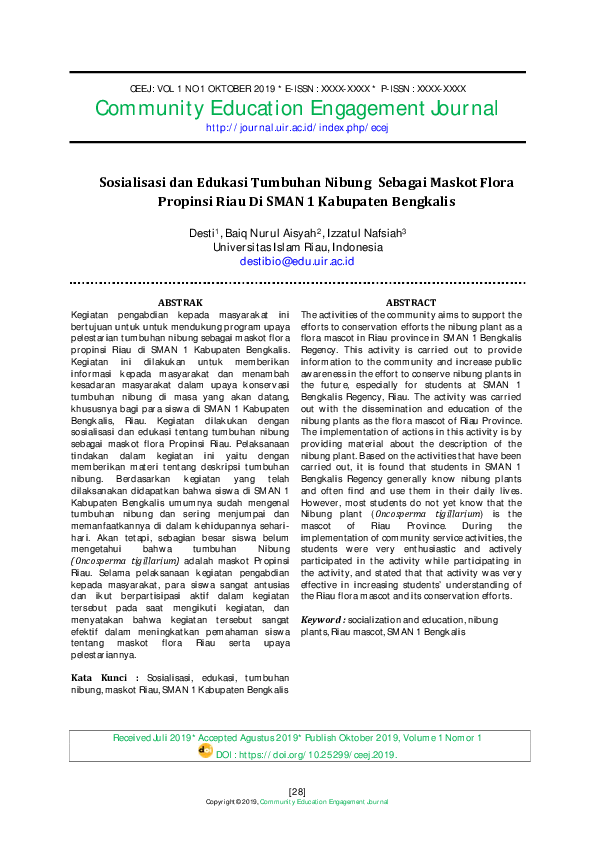 (PDF) Sosialisasi dan Edukasi Tumbuhan Nibung Sebagai Maskot Flora ...