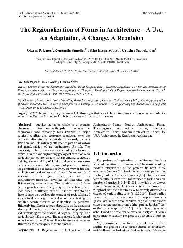 (PDF) The Regionalization of Forms in Architecture -A Use, An ...