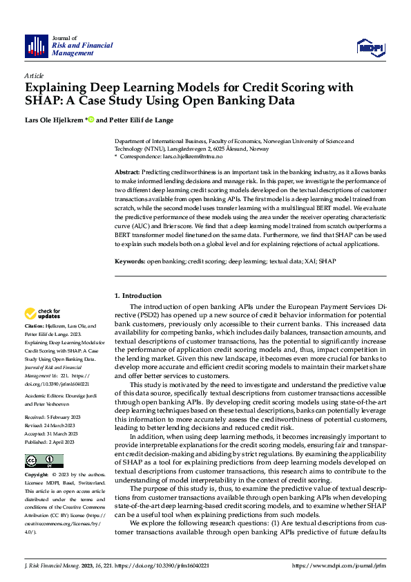 (PDF) Explaining Deep Learning Models for Credit Scoring with SHAP: A Case Study Using Open ...