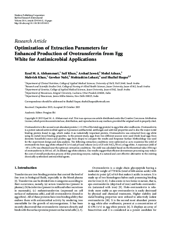 Pdf Optimization Of Extraction Parameters For Enhanced Production Of