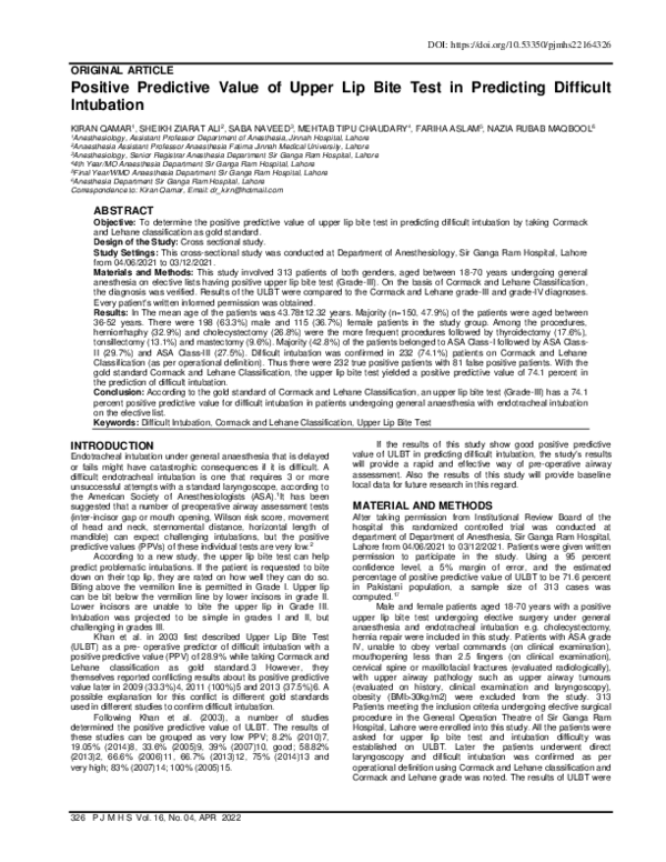 (PDF) Positive Predictive Value of Upper Lip Bite Test in Predicting ...