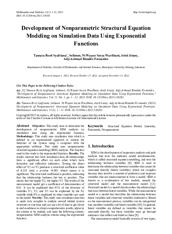 (PDF) Development of Nonparametric Structural Equation Modeling on Simulation Data Using ...