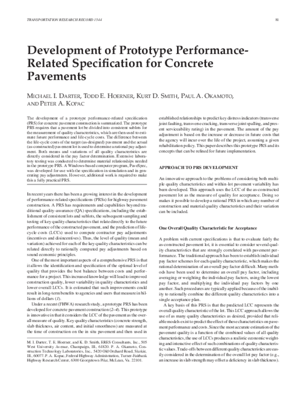 (PDF) Development of Prototype Performance-Related Specification for ...