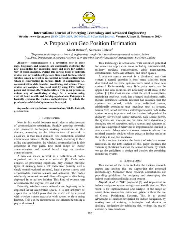 (PDF) A Proposal on Geo Position Estimation | Mohit Rathore - Academia.edu