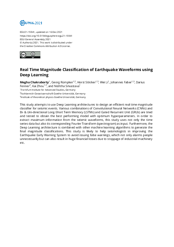 (PDF) Real Time Magnitude Classification of Earthquake Waveforms using ...
