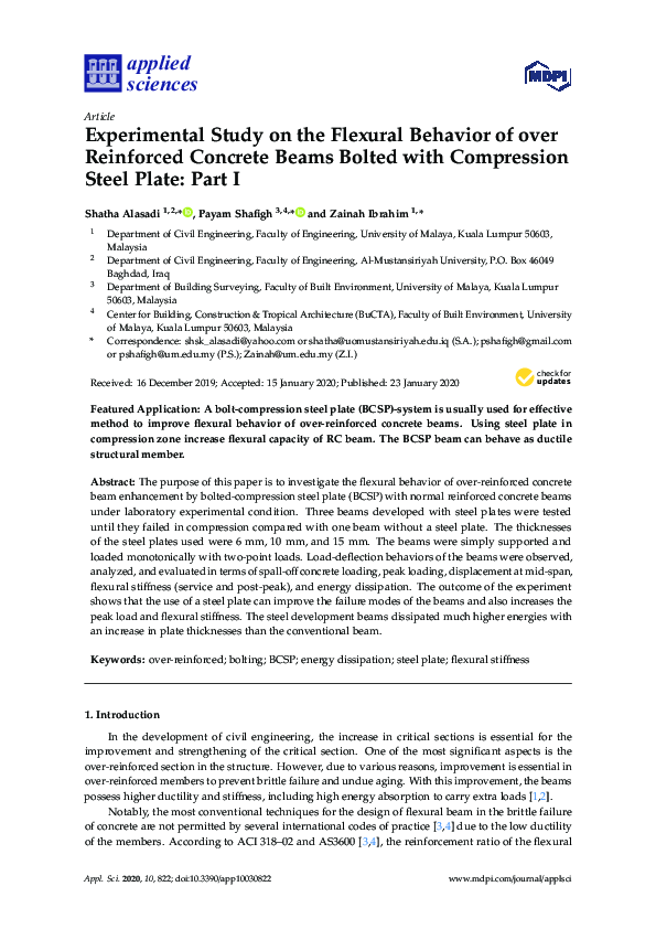 (PDF) Experimental Study on the Flexural Behavior of over Reinforced Concrete Beams Bolted with ...