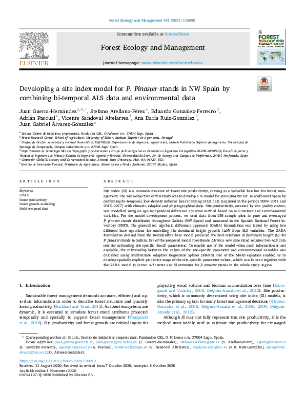 (PDF) Developing a site index model for P. Pinaster stands in NW Spain ...